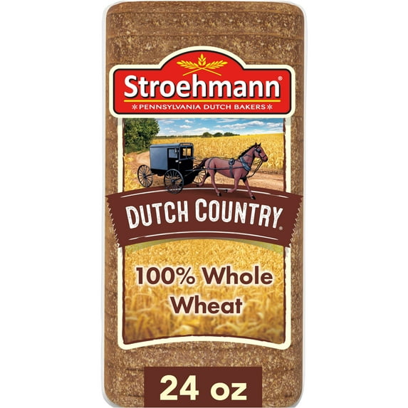 Stroehmann Whole Wheat Bread 24 oz, 100% Whole Grain, Pennsylvania ...