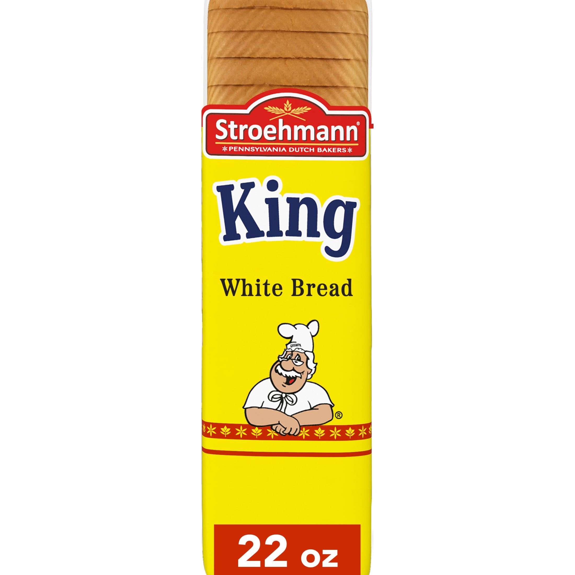 Stroehmann King Bread, 22 oz, Plain White Bread, Bag - Walmart.com
