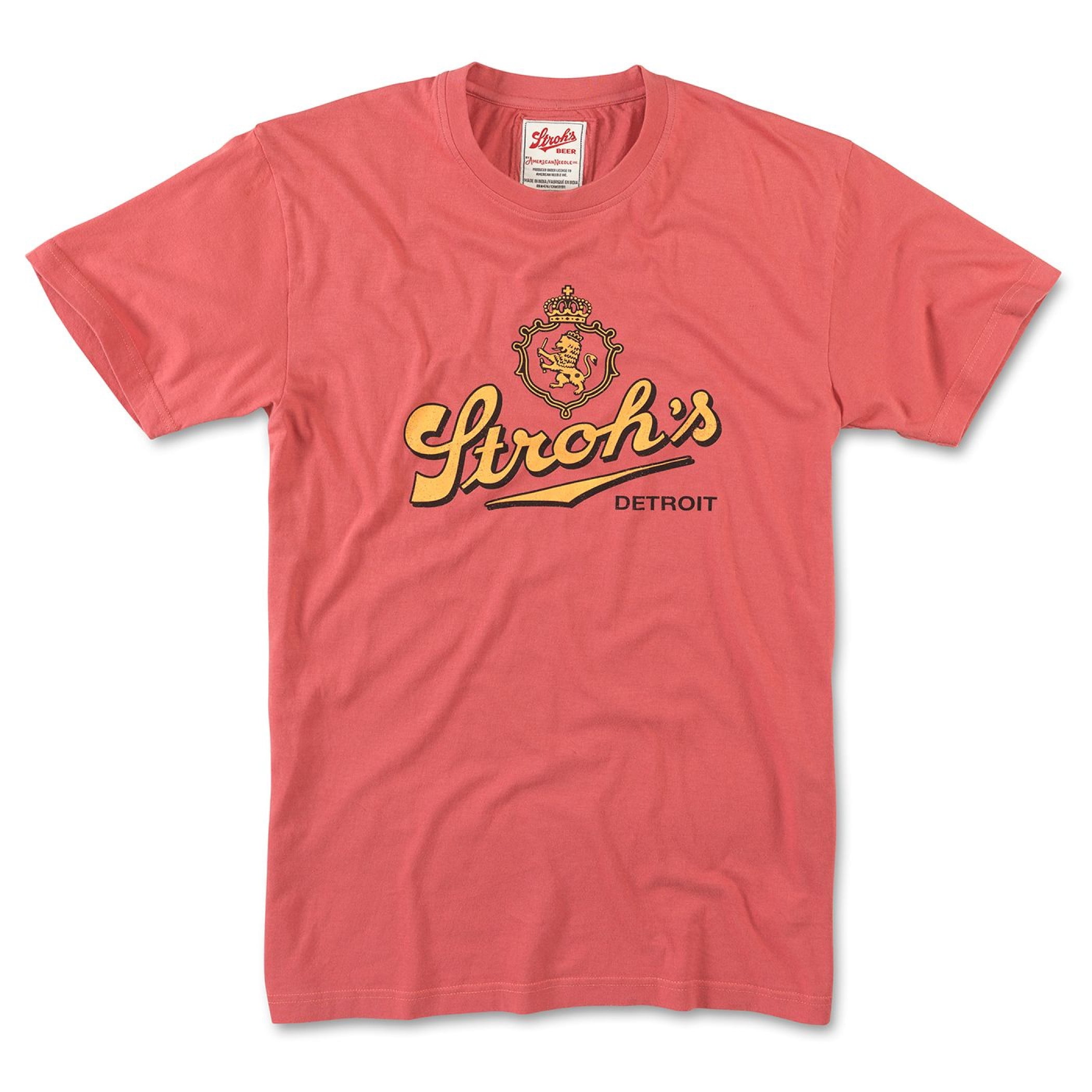 Stroh's Beer Detroit Retro Logo w/ Crest Brass Tacks T-Shirt-Medium ...