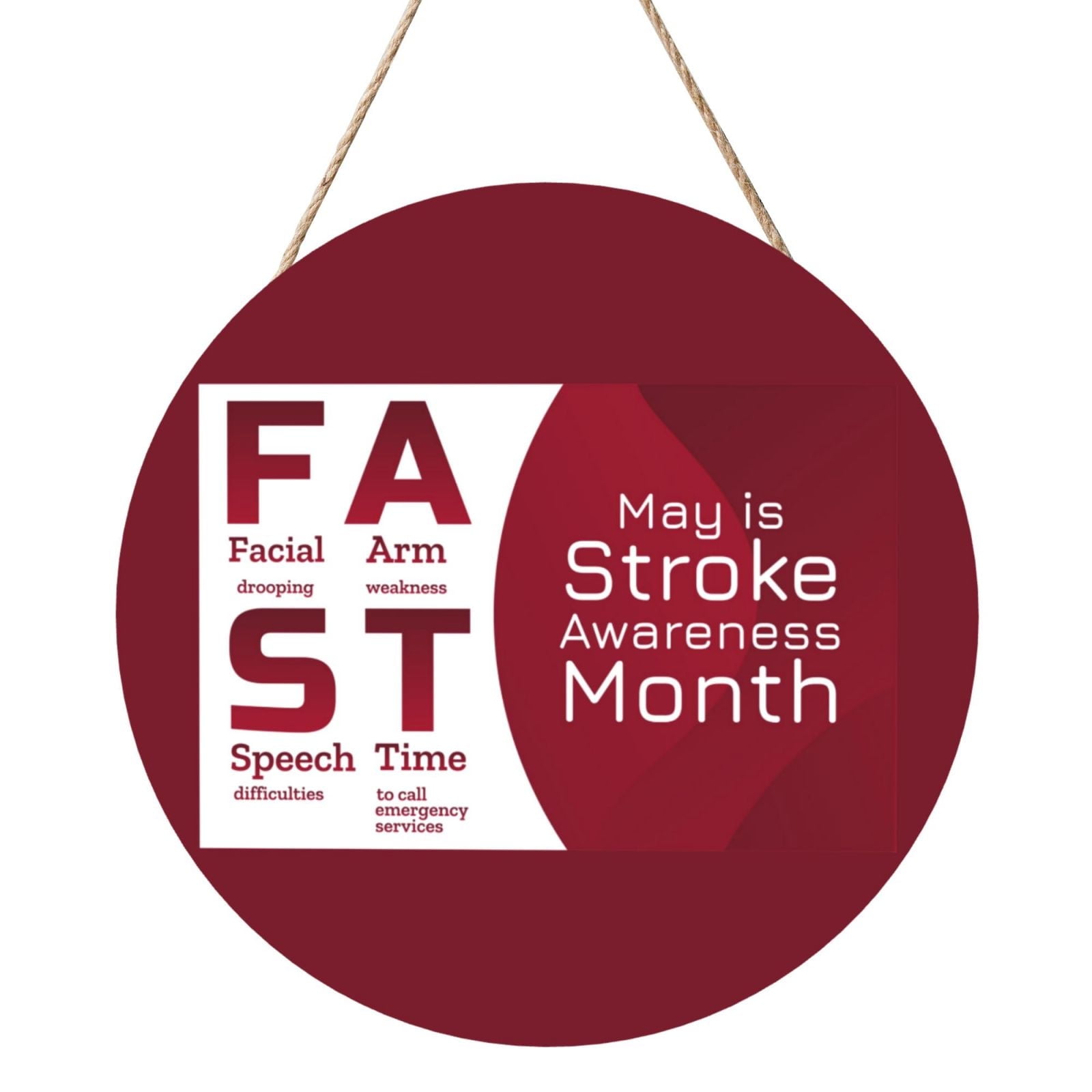 Stroke Awareness Month Wooden Hanging Sign Ornament Welcome Sign For ...
