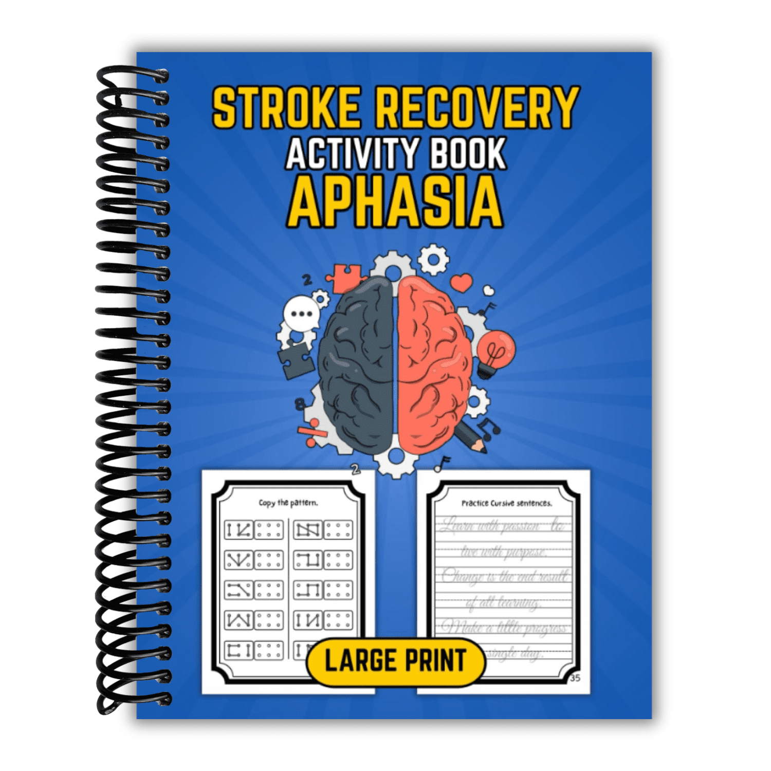 Stroke Recovery Activity Book Aphasia Large Print (Spiral Bound ...