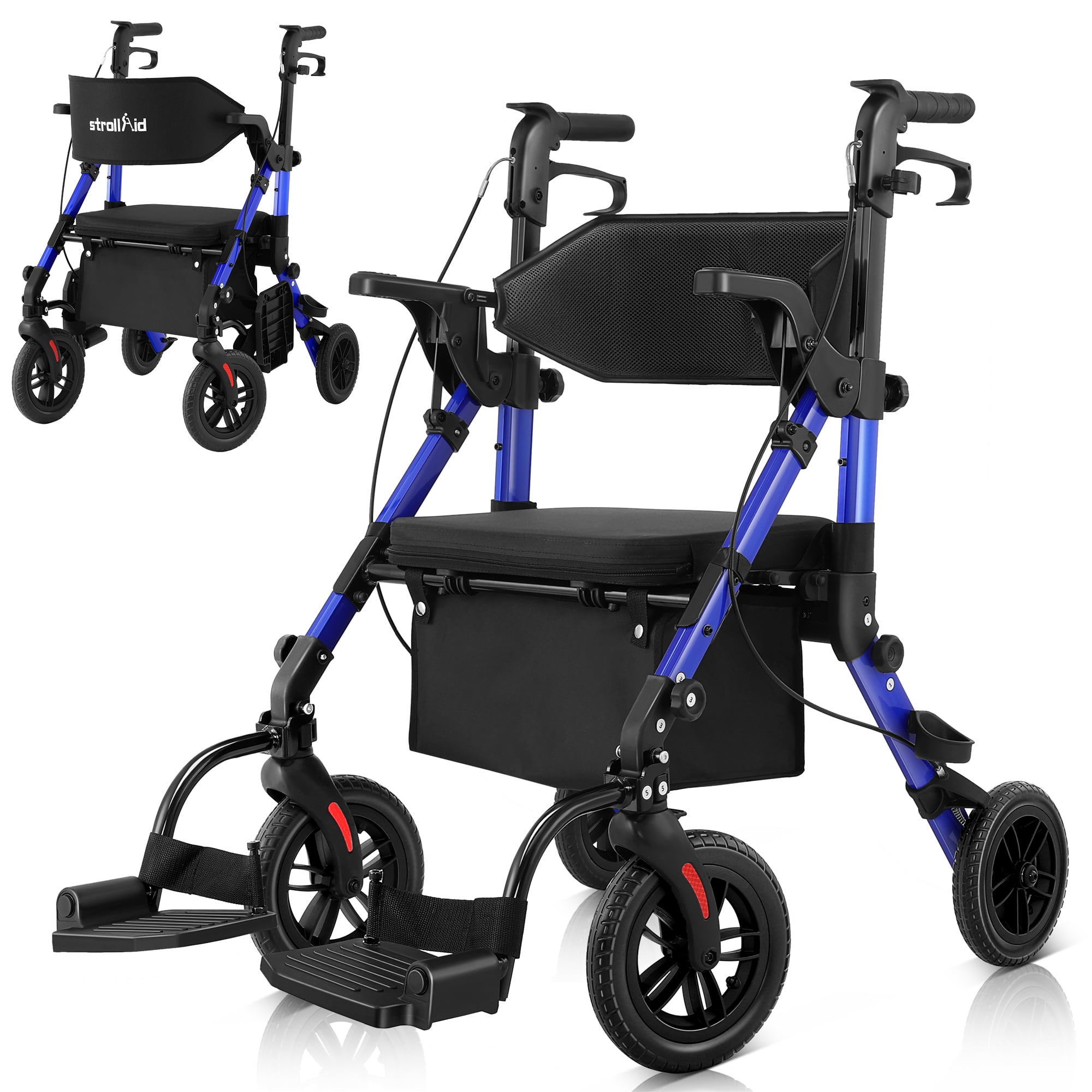 StrollAid Rollator Walkers for Seniors with Seat, Walker Wheelchair ...
