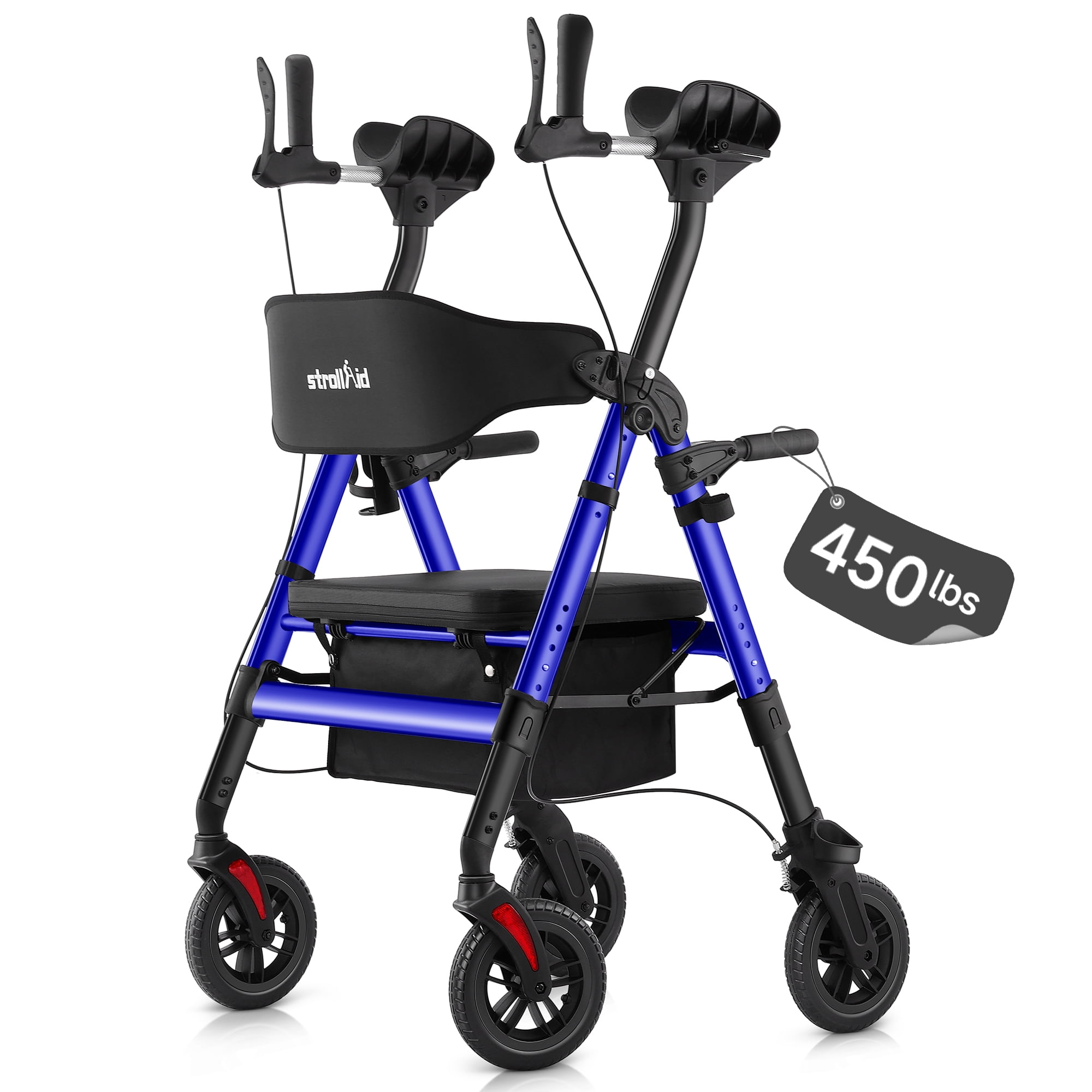 StrollAid Upright Walkers for Seniors, 450 lb Heavy Duty Stand Up ...