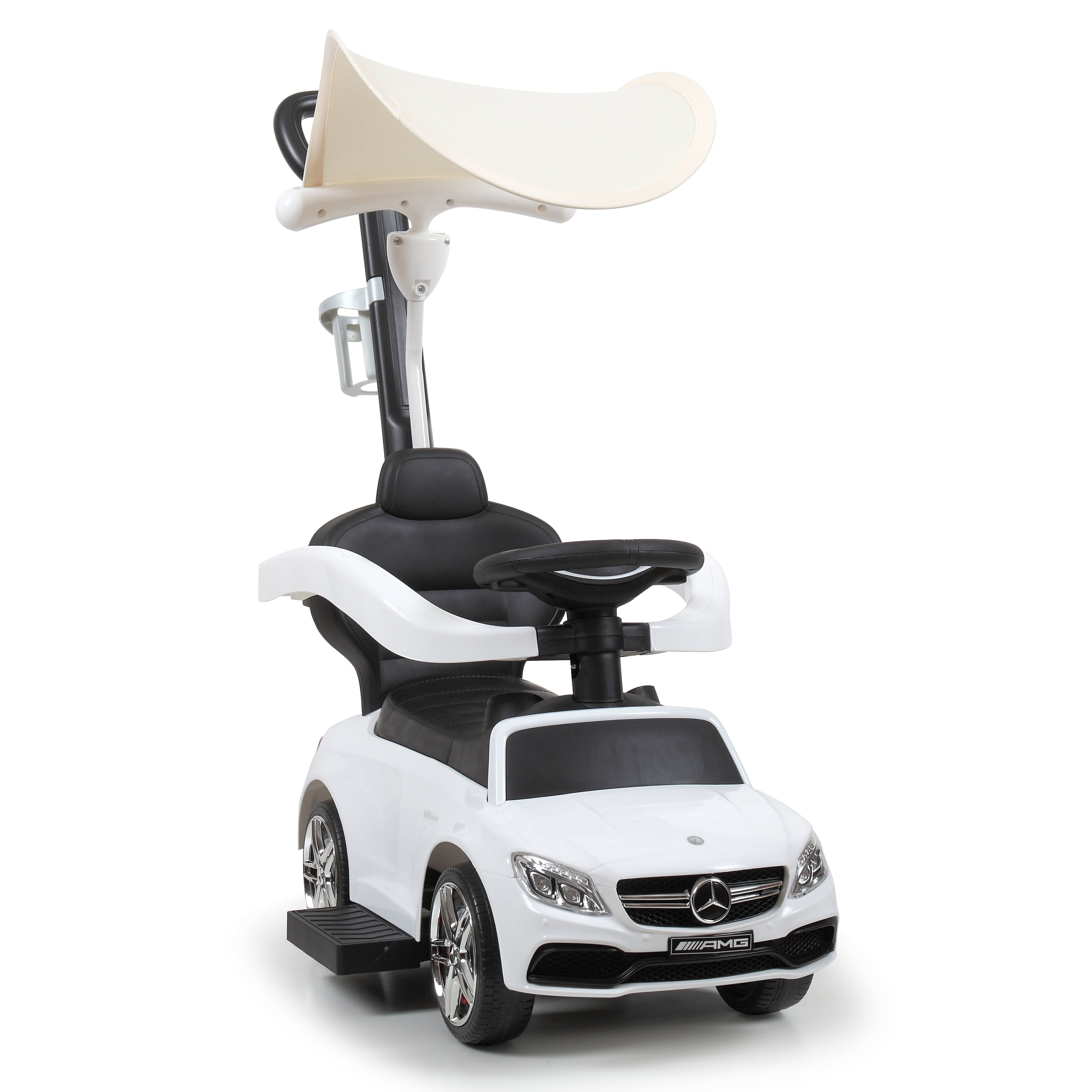 Stroller Car for Toddlers, 3 in 1 Licensed Mercedes Benz Ride on Car W ...