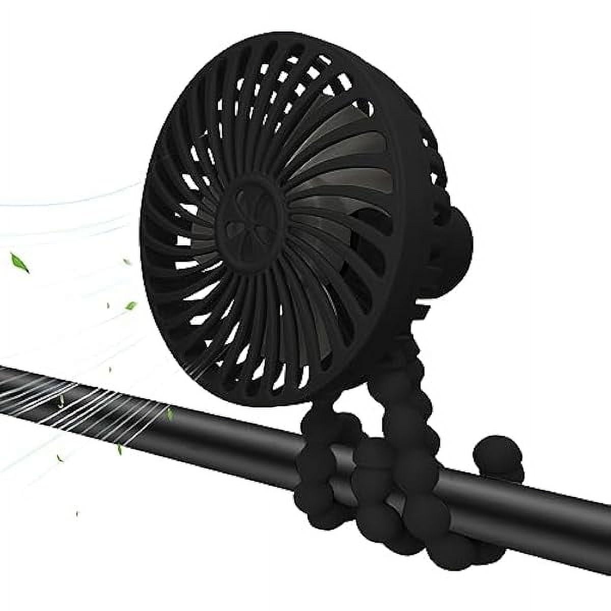 Stroller Fan, 3 Speed Adjustable Portable Fan, USB Rechargeable Battery ...