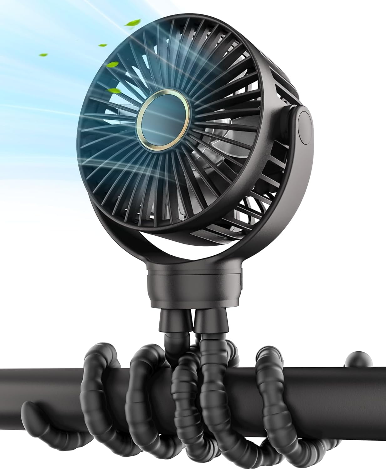 Stroller Fan: Rechargeable with TYPE-C Port, 4000mAh, 360° Rotatable, 3 ...