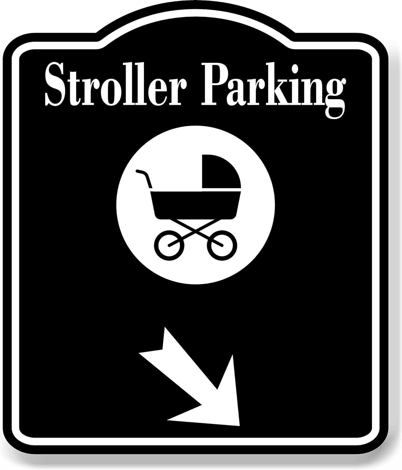 Stroller Parking 45 Degree Down Right Arrow BLACK Aluminum Composite ...
