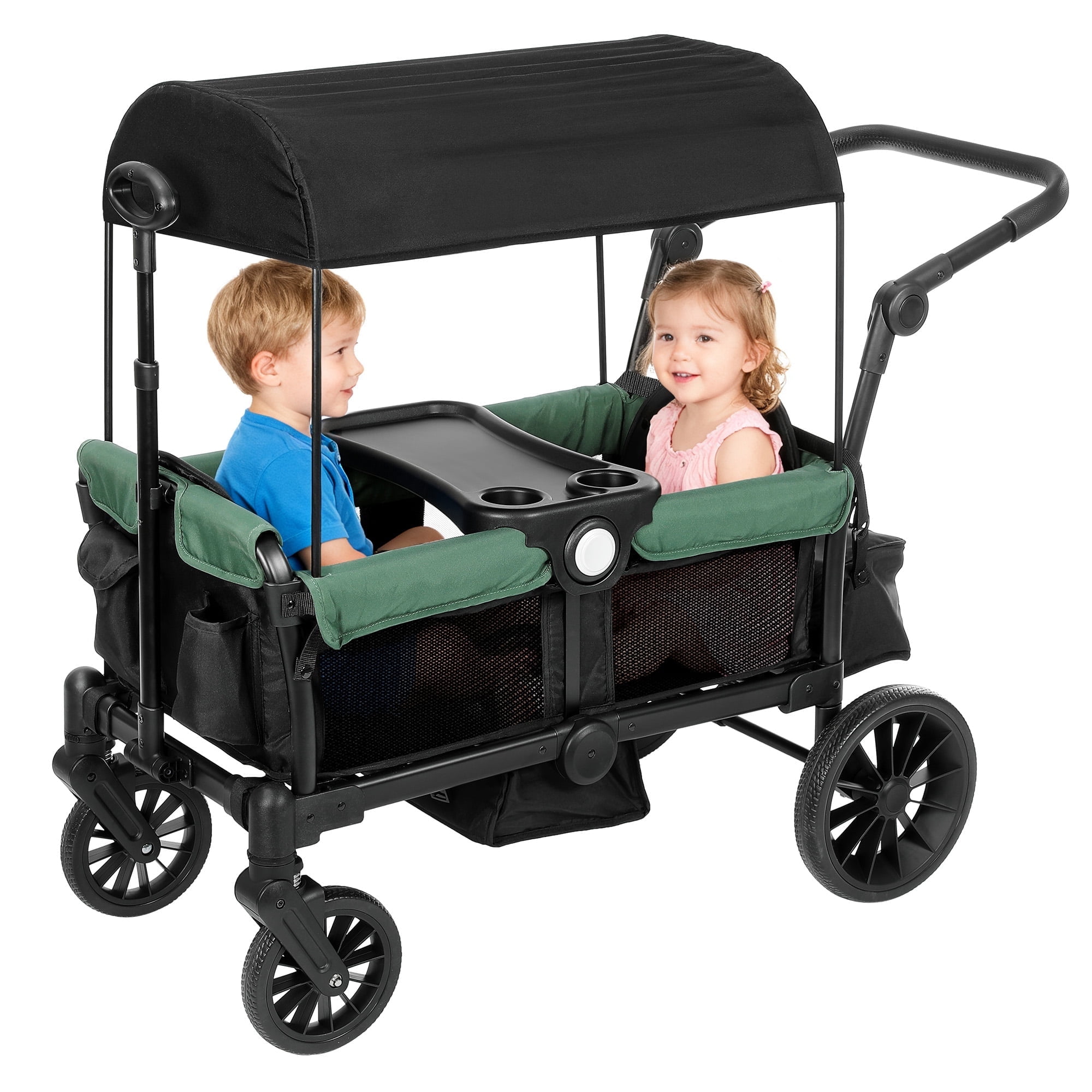 Bobiber Collapsible Wagon Stroller 2 Seater with 3-Point Harnesses ...