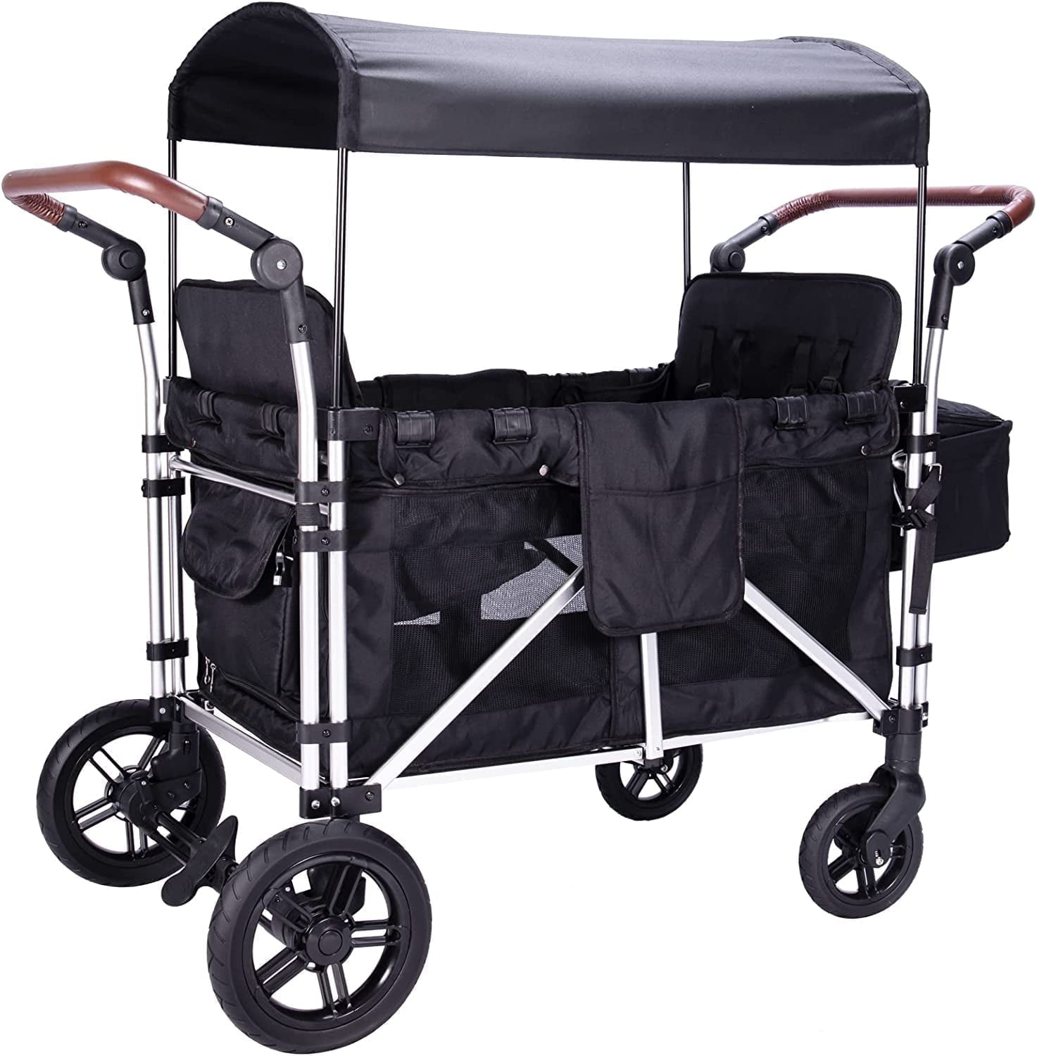"Wanan 4 Seater Foldable Stroller Wagon, Adjustable Canopy, 5-Point ...
