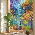Strolling Couple Window Privacy Film, Rainy Park Street Colorful Trees ...