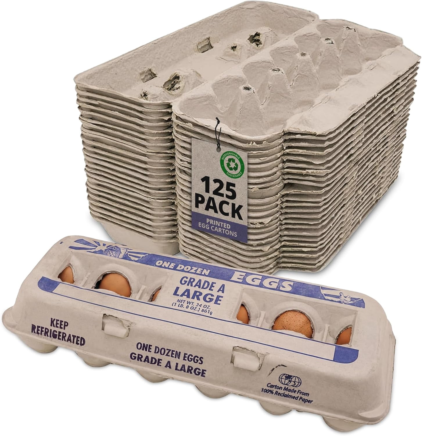 Stromberg's Grade A Large Printed Egg Cartons, Biodegradable and Eco ...