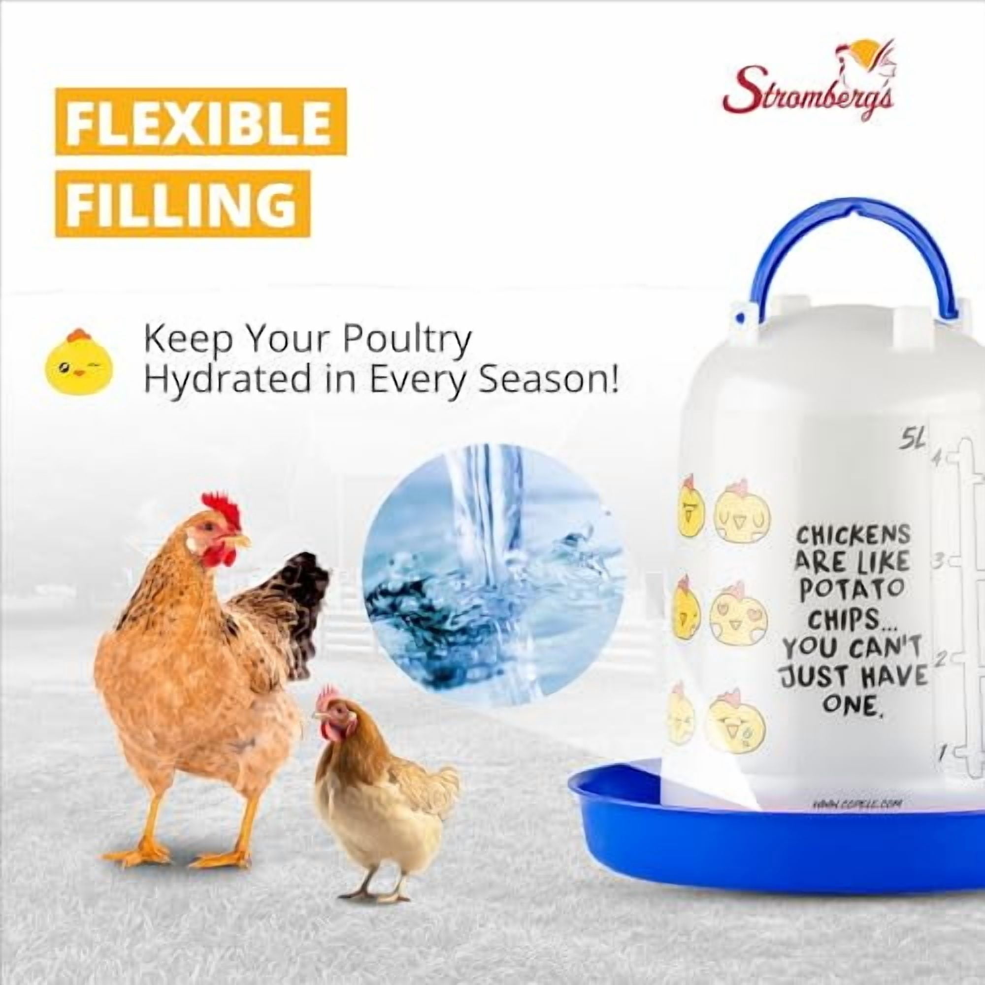 Stromberg's Poultry Drinker 5L, Blue Chicken Emoji Poultry Waterer ...