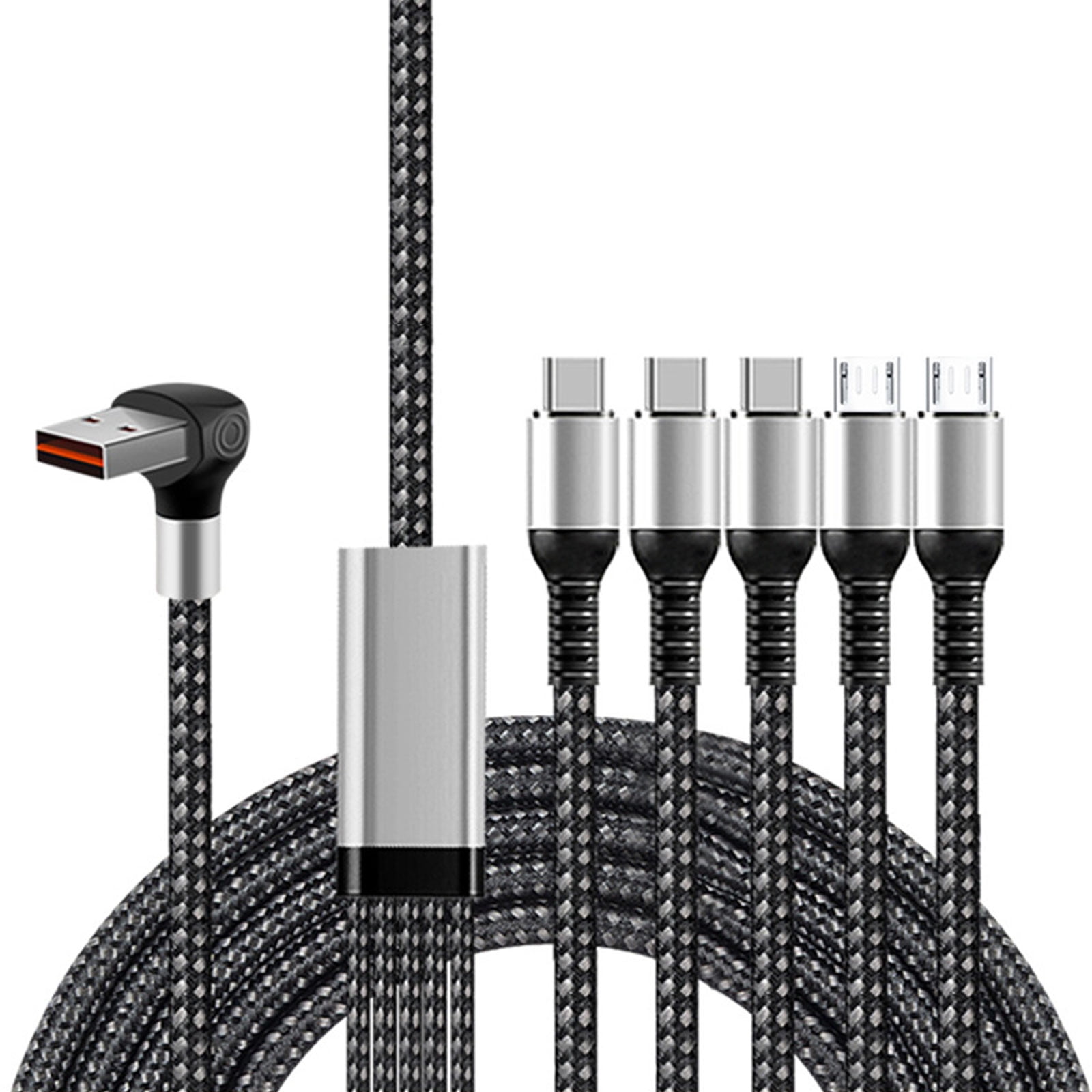 Strong 5 in 1 USB Charges Cable 66W Fast Charges 50cm Split Line for Phones Tablets Gaming ...