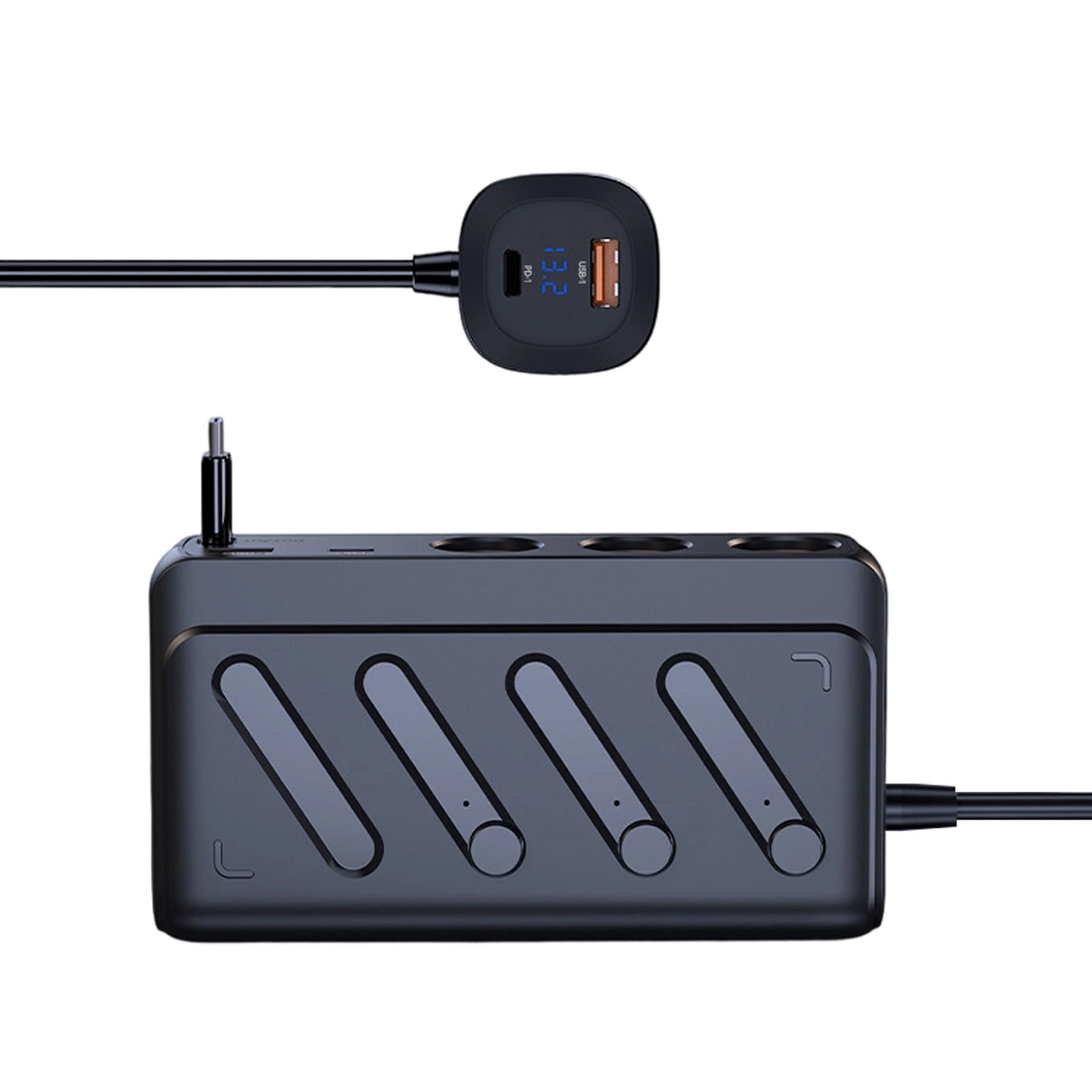 Strong ABS Construction 3 Socket Car Chargers Adapter 187W Featuring ...