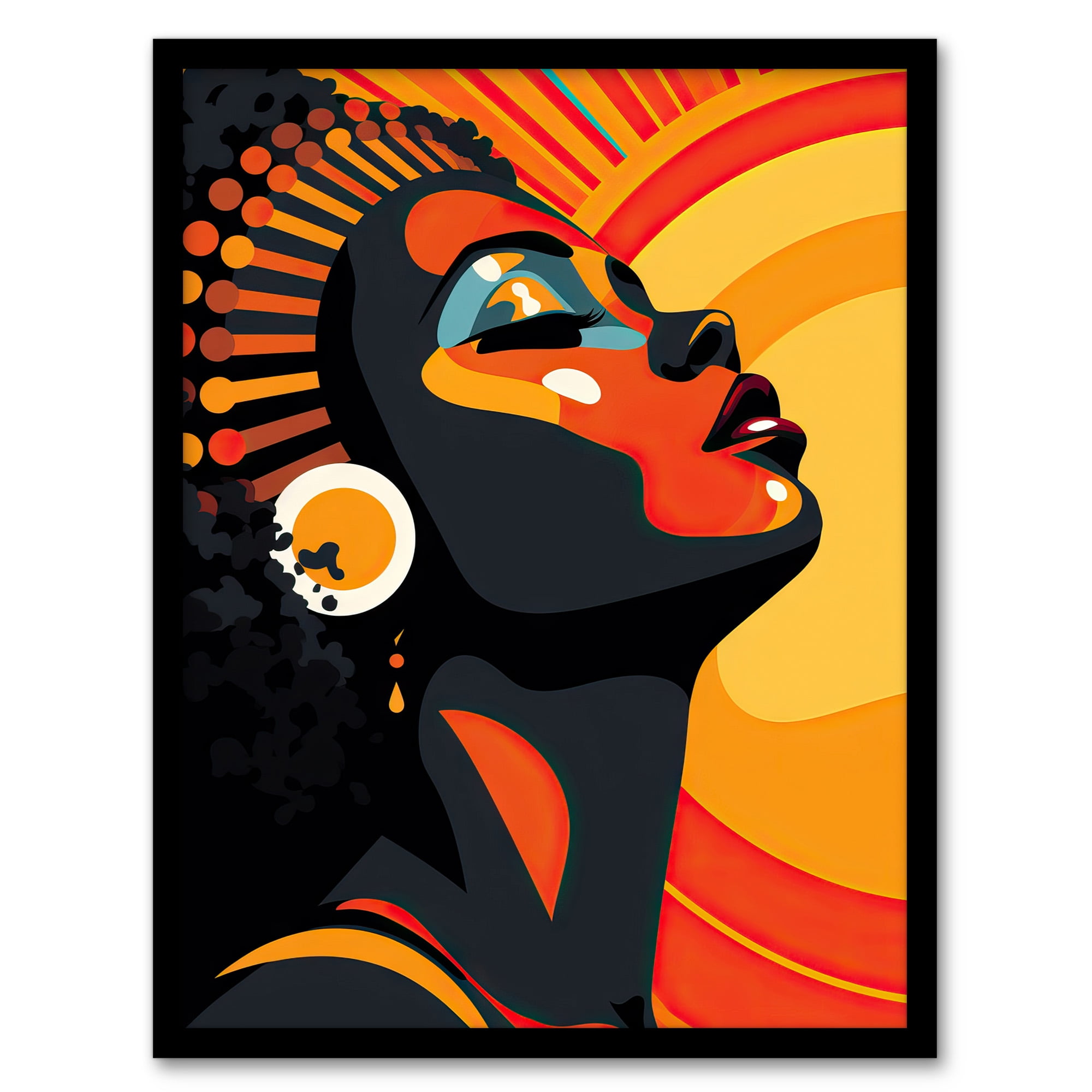 Strong Artwork Of Black Woman Sun Worship Artwork Framed Wall Art Print ...
