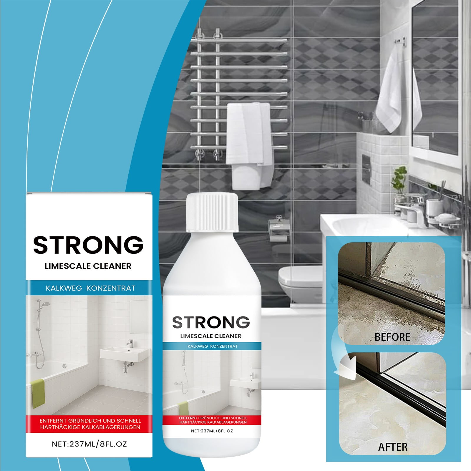 Strong Bathroom Descaling Agent Neutral Protects Surface Gloss Shower ...