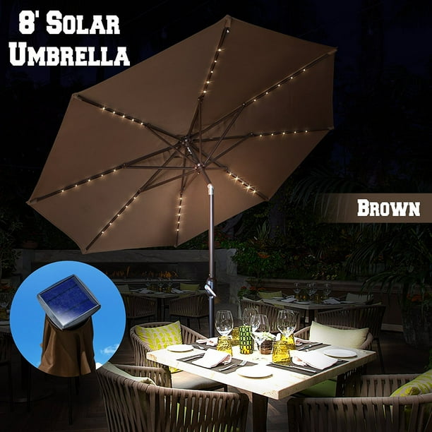 Strong Camel 10ft Solar Light Patio Umbrella Tilt Aluminum Sunshade ...