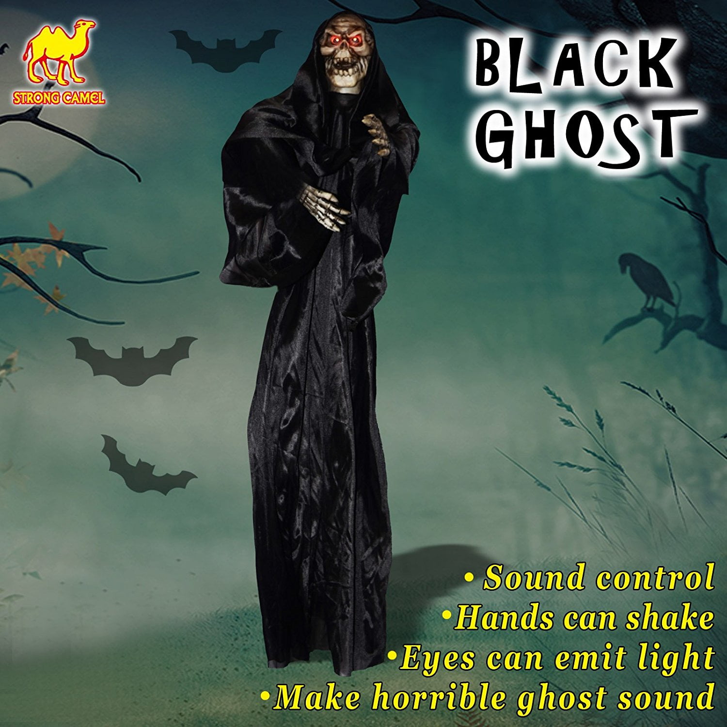 Strong Camel Hanging Reaper 39" Hanging Skull Head Animated Talking ...
