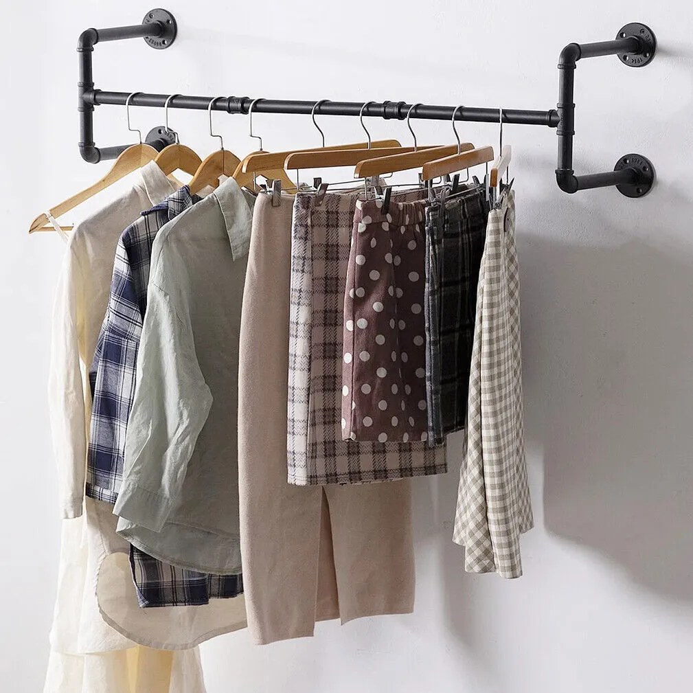 Strong Capacity Clothing Rack Wall Mounted Clothes Rail Rack Closet ...