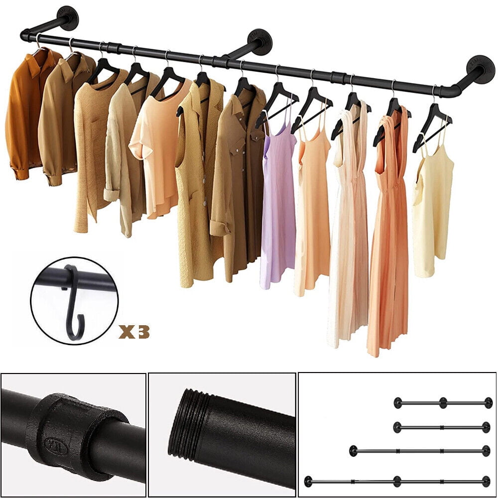 Strong Cast Iron Industrial Pipe Clothes Rack Garment Bar Hanging Rod ...