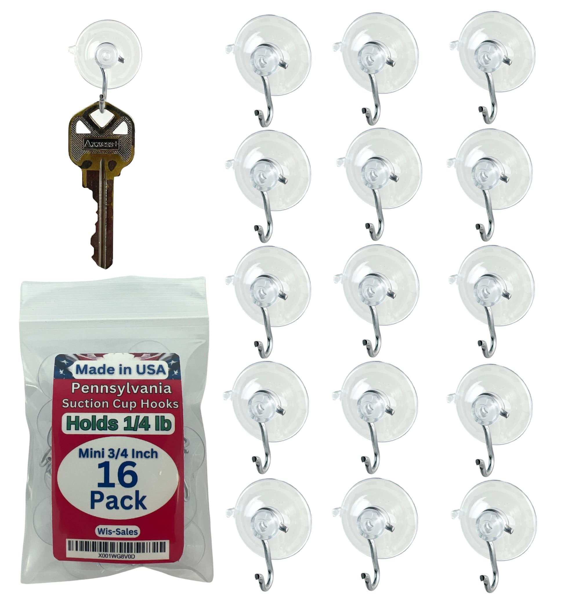 Strong Clear Suction Hooks 3/4 Inch, Small Transparent Adhesive Hooks ...