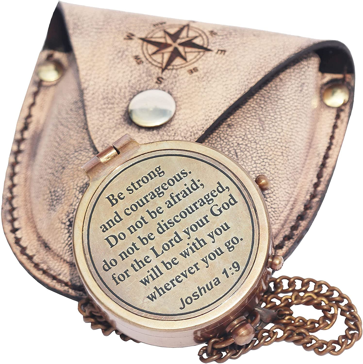 Be Strong and Courageous Brass Engraved Compass, Pocket Compass ...