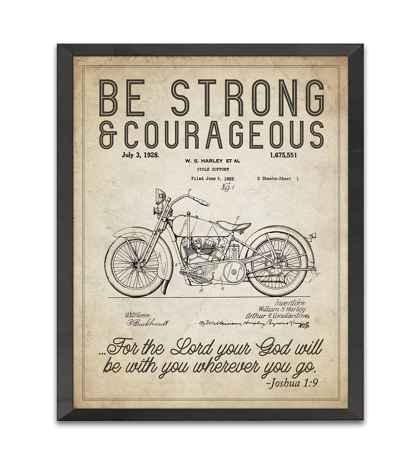Be Strong and Courageous Joshua 1:9 Bible Verse Patent Art Print ...