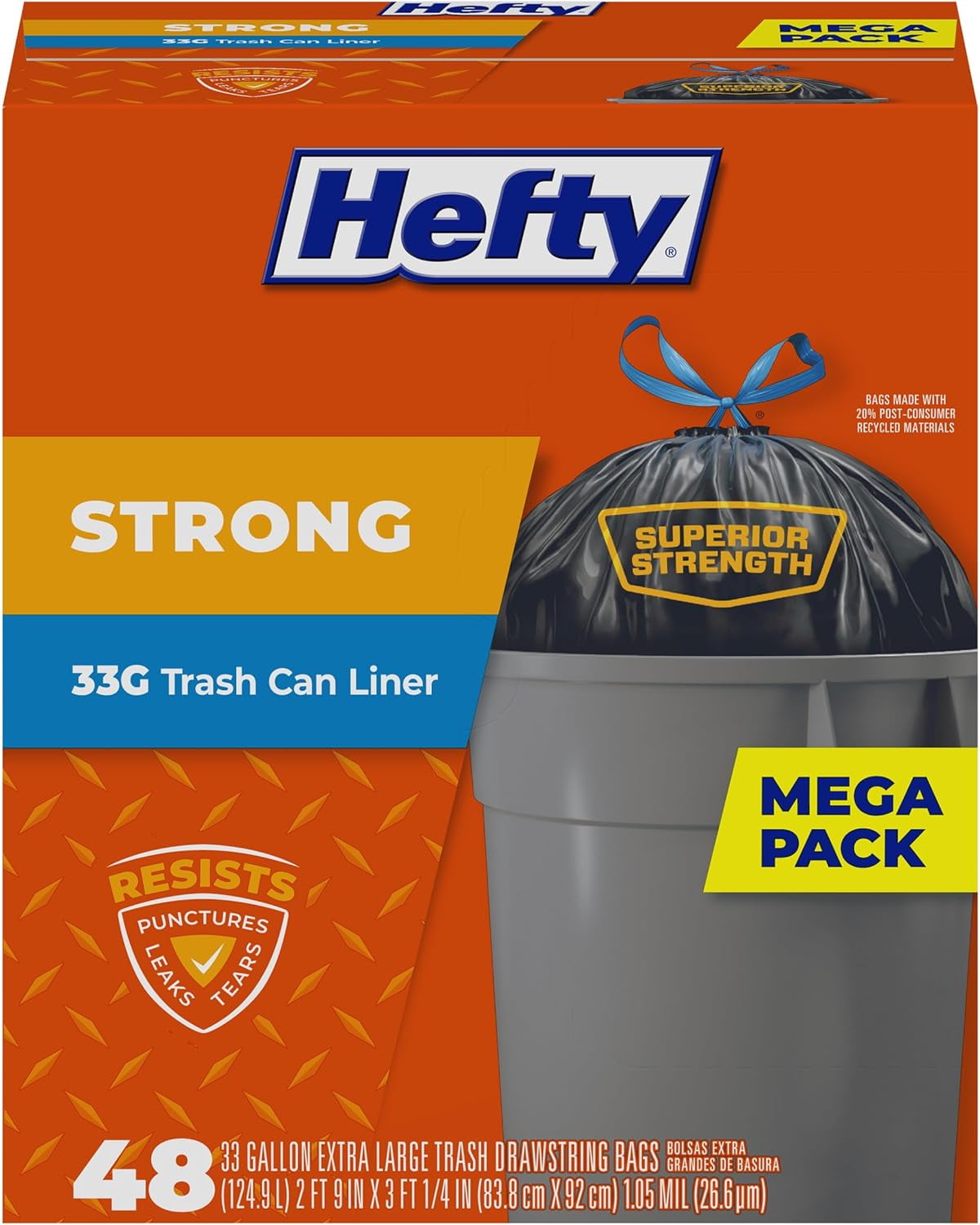 Strong Extra Large Trash Bags, , 33 Gallon, 48 Count - Walmart.com
