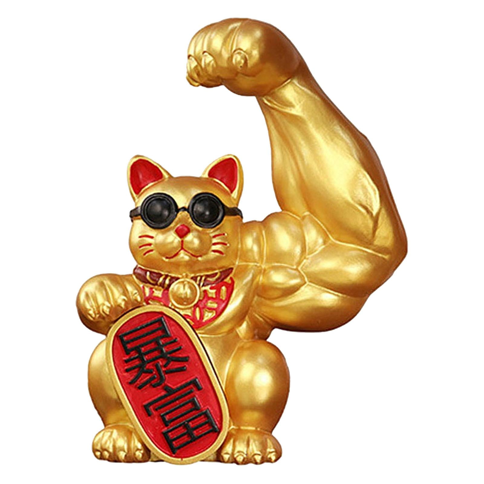 Strong Figurine Big Waving paw of cat Up Welcoming Cat Feng Shui Statue Car Office Decoration ...