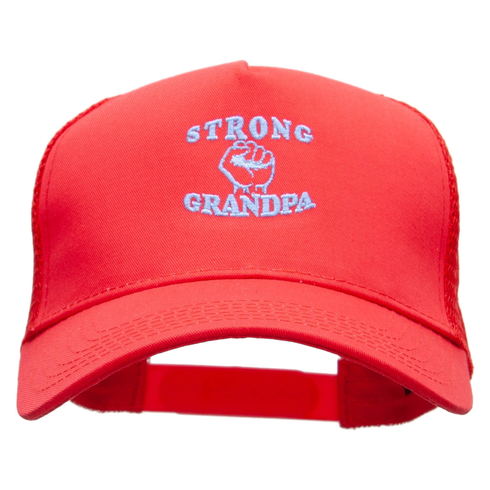 Strong Grandpa Five Panels Pro Style Trucker Mesh Cap - Red OSFM ...