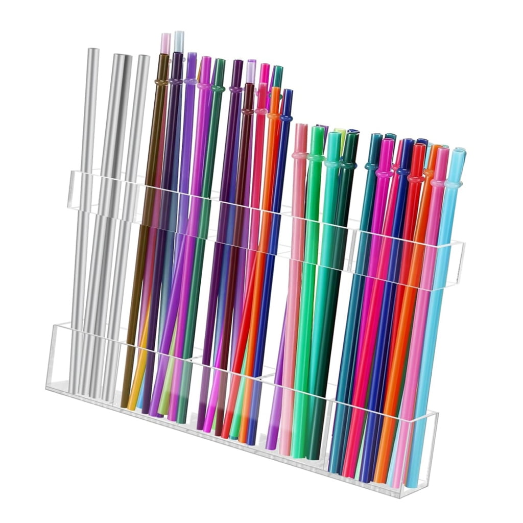 Strong Grip Cabinet Door Straw Rack Clear Acrylic Space Saving ...