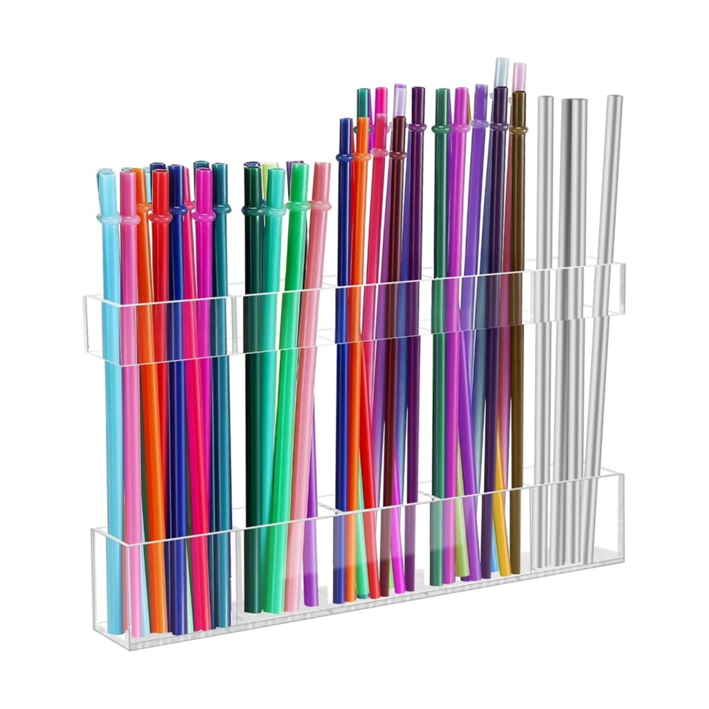 Strong Grip Cabinet Door Straw Rack Clear Acrylic Space Saving ...