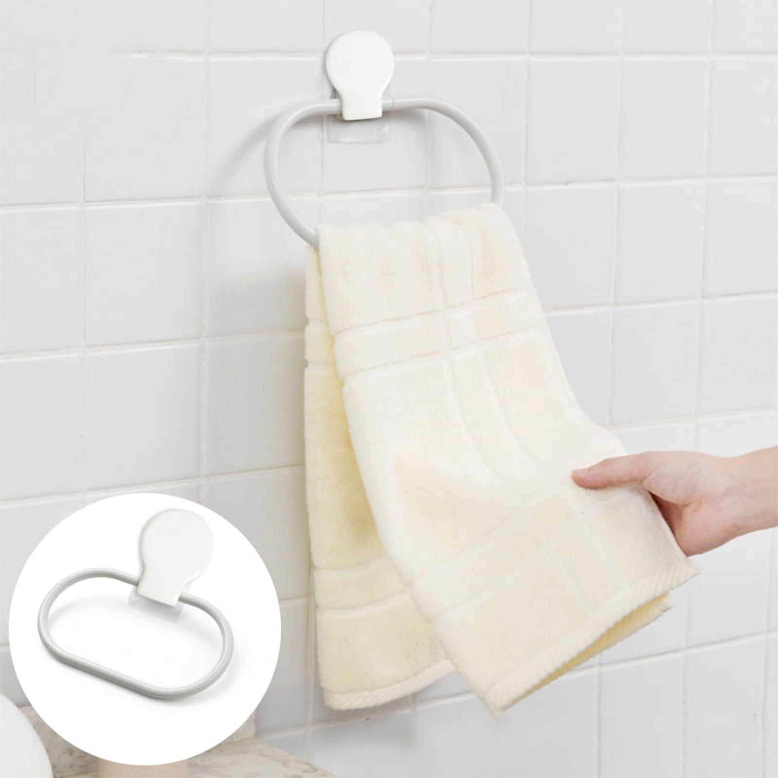 Strong Hotel Home Wall Mounted Sticker Hand Towel Holder Ring Bathroom ...