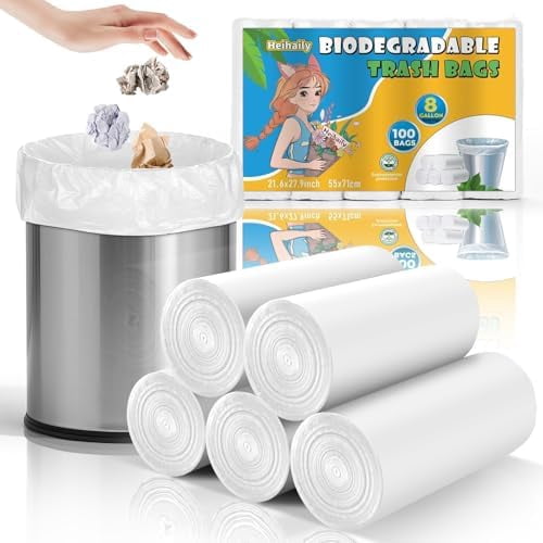 Strong Large Compostable Trash Bags - 100 Count 8 Gallon Outdoor ...