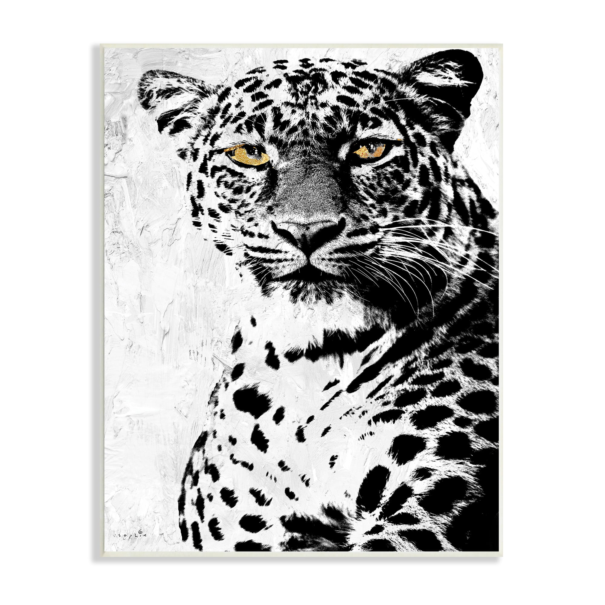 Strong Leopard Portrait Modern Safari Animal Black Gold 10 in x 15 in ...