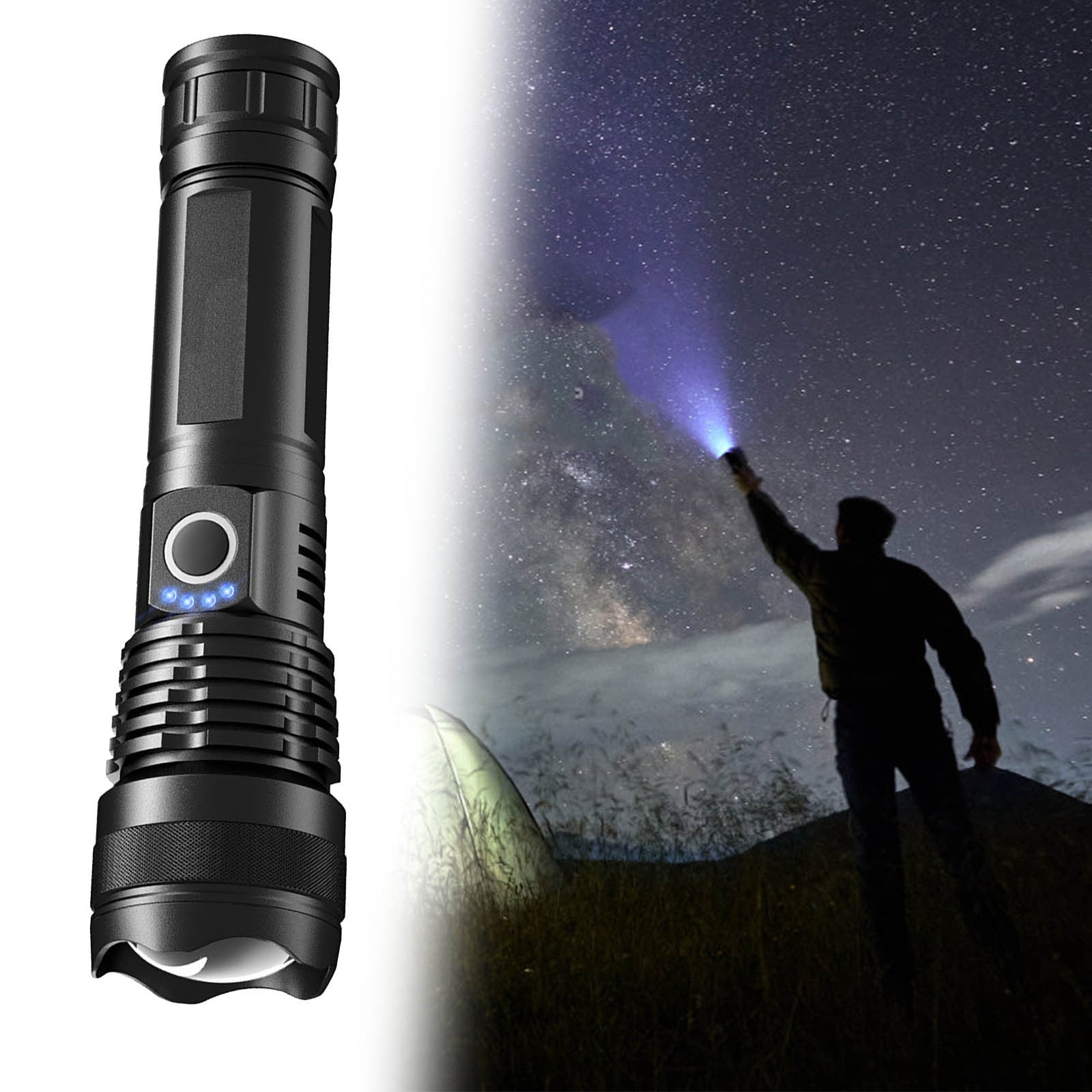 Strong Light Flashlight USB Charging Telescopic Focusing Bright Long ...