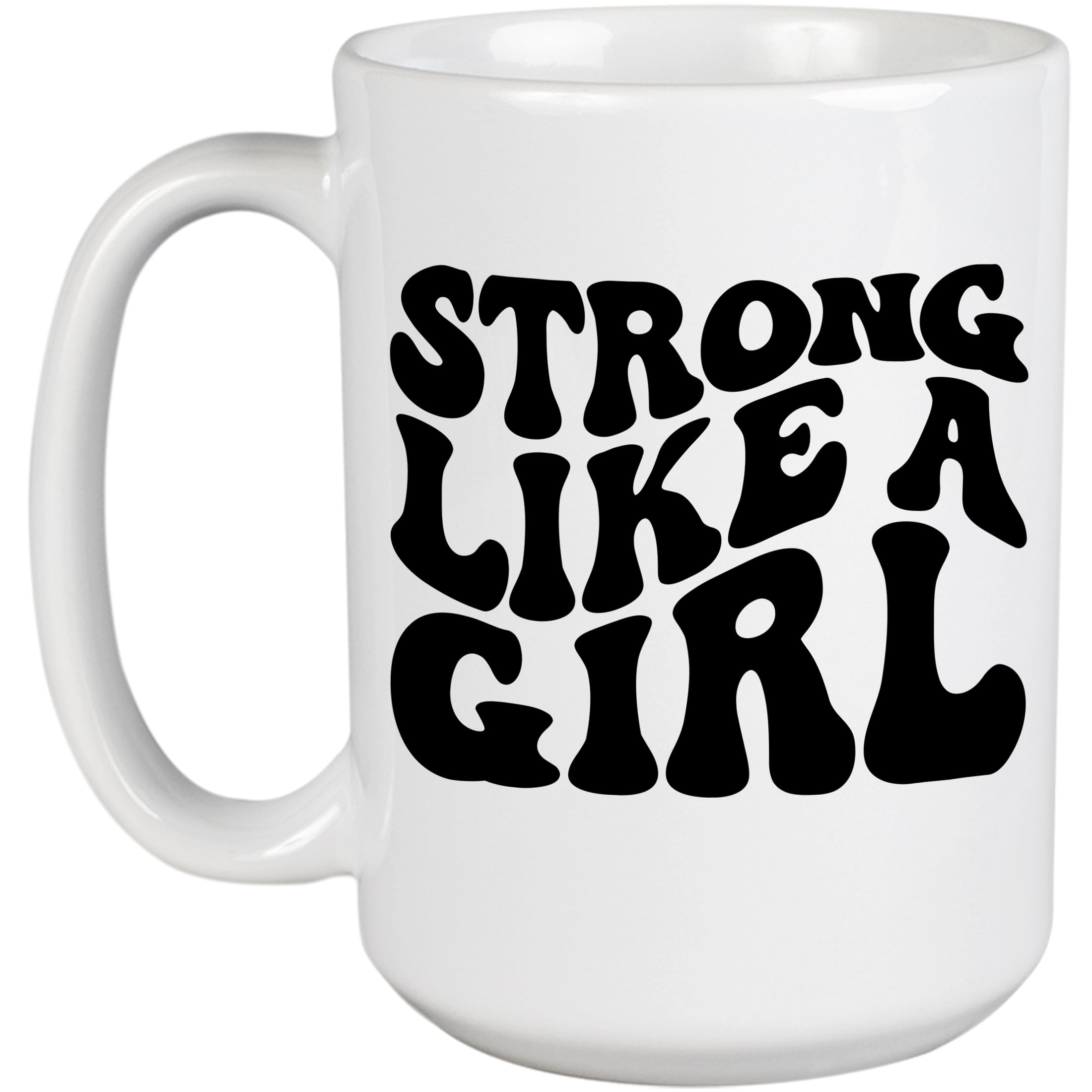 Strong Like a Girl, Women or Female Themed, Groovy Retro Wavy Text ...