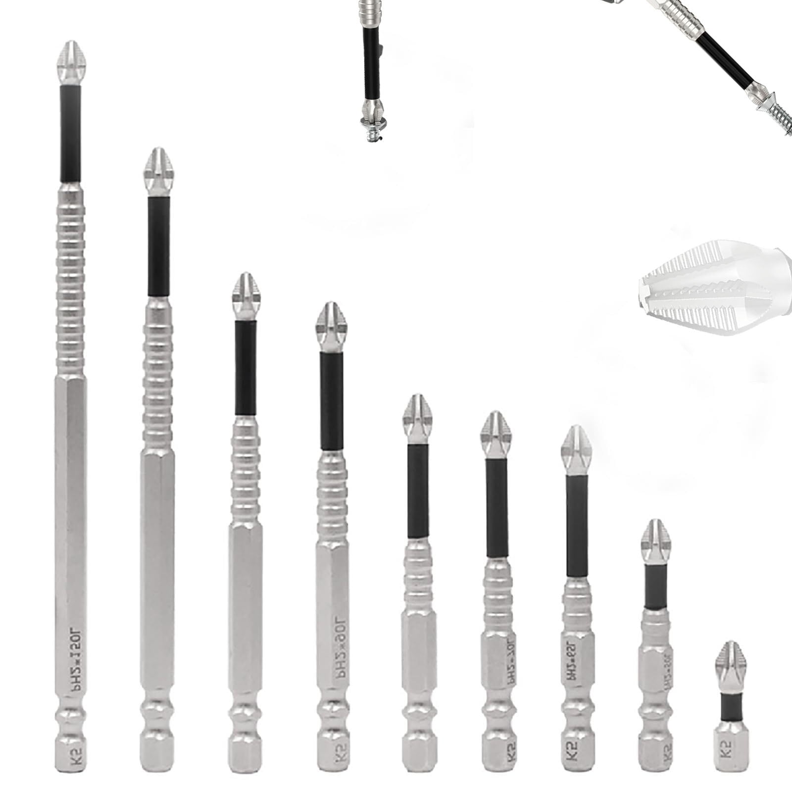 Strong Magnetic Drill Bit Set 9-Piece Anti-Slip Electric Screwdriver ...