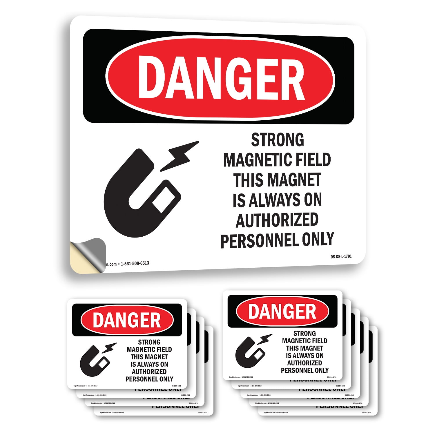 Strong Magnetic Field Magnet Is On OSHA Danger Vinyl Decal Label 18 ...