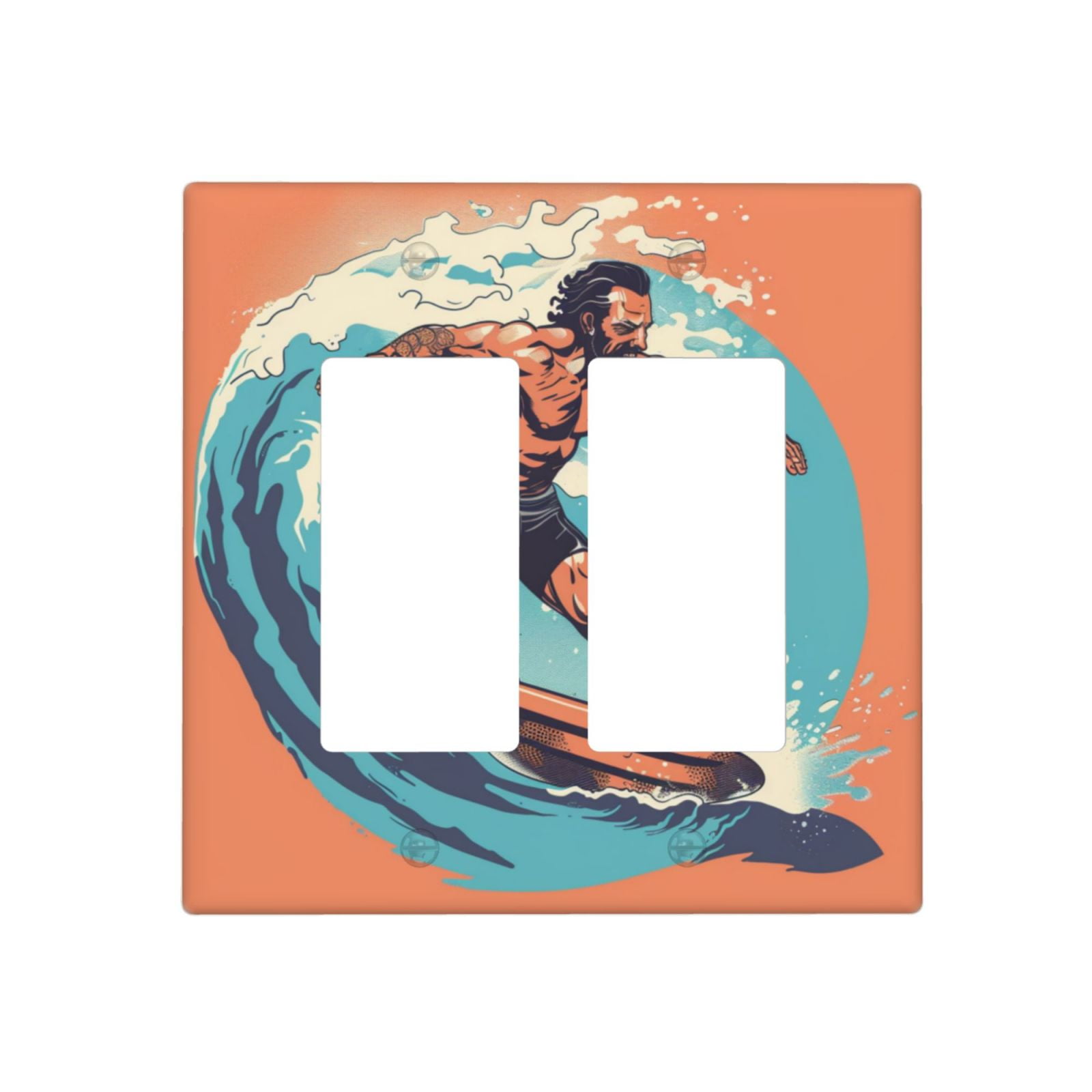 Strong Man Surfing Switch Cover Decorative Wall Plate / 2-Gang / Mid ...