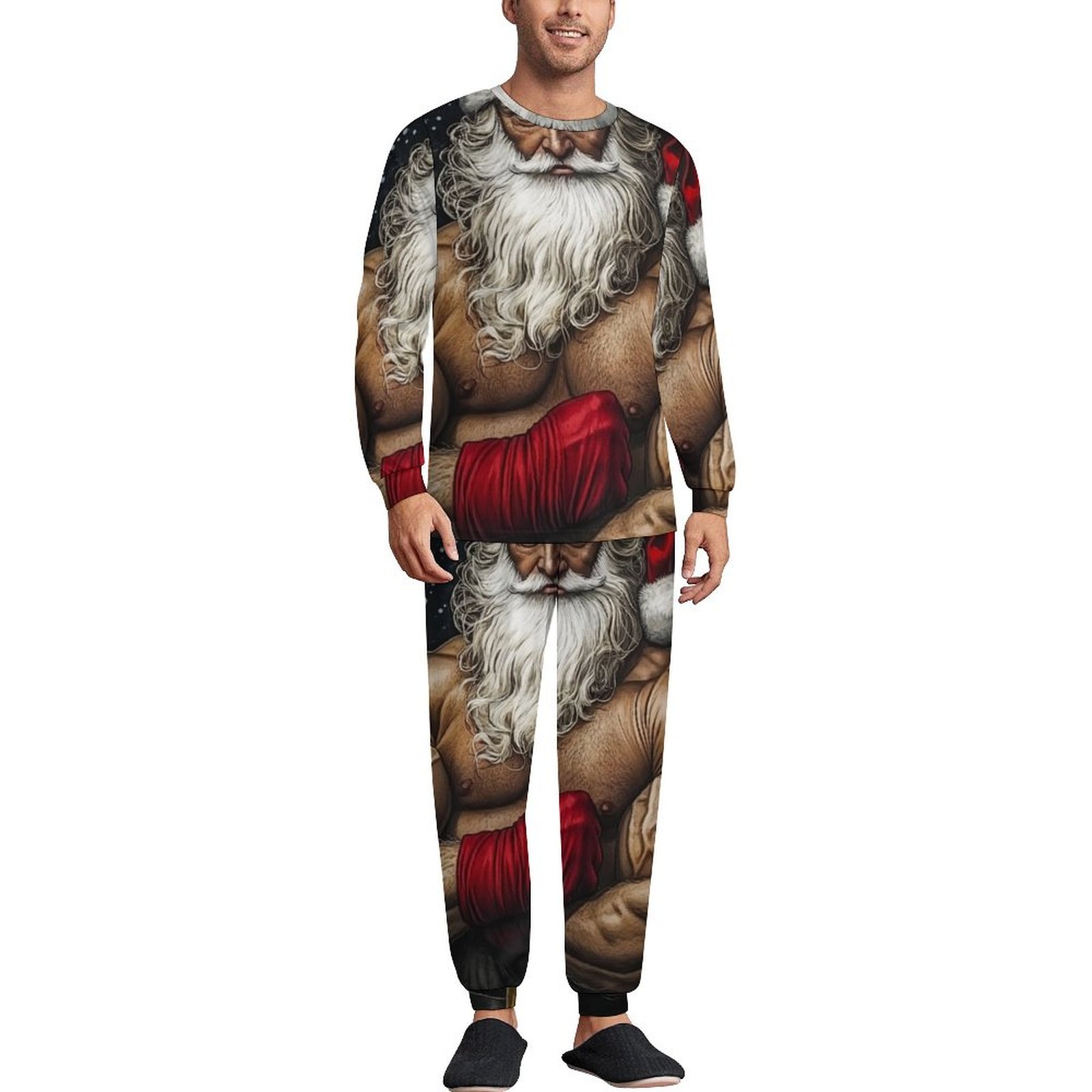 Strong Muscler Santa Claus Men's Pajama Set Sleepwear Pjs Lightweight ...