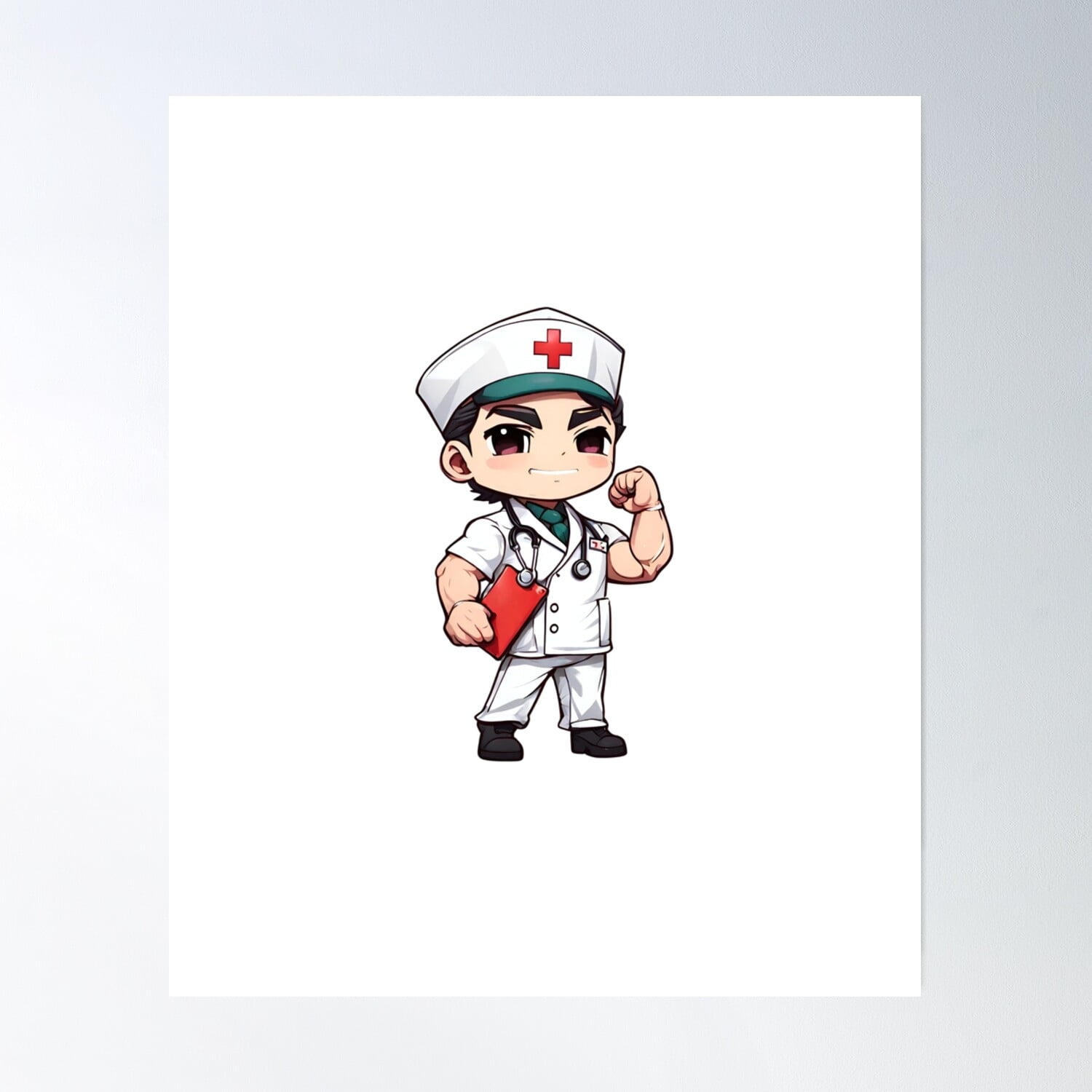 Strong Nurse Chibi Poster Wall Art, Modern Wall Decor, 16x24 UNFRAMED ...