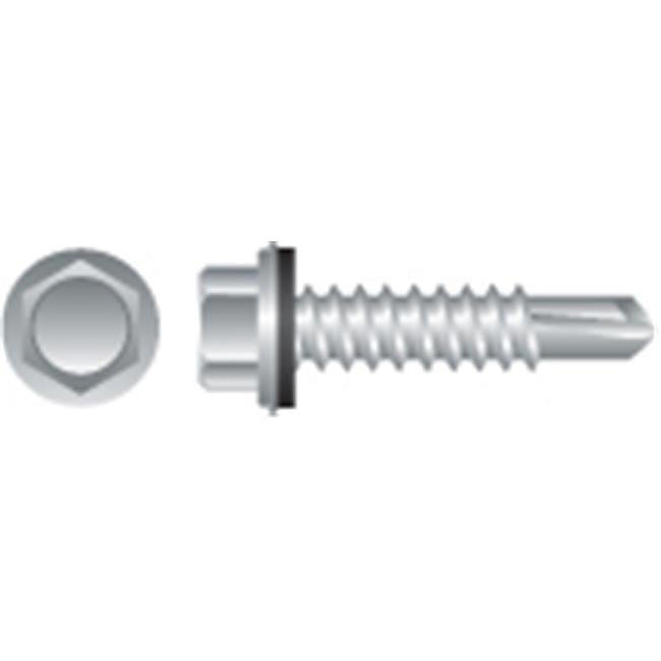 Strong-Point 12-14 x 2 in. Unslotted Indented Hex Washer Head Screws Zinc Plated Box of 1 500 ...