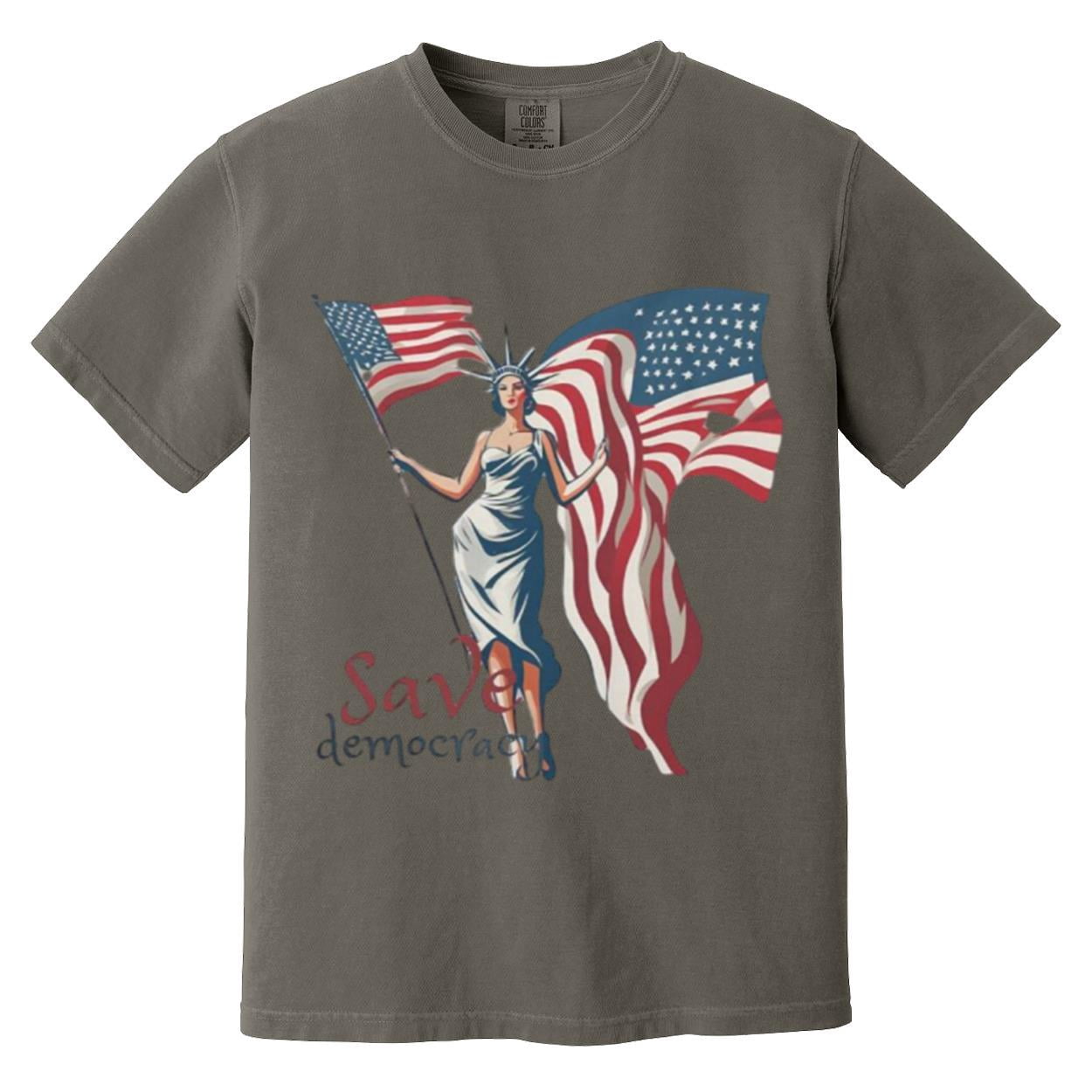 Strong Protest Comfort Color T-shirt with Save Democracy Bold Graphic ...