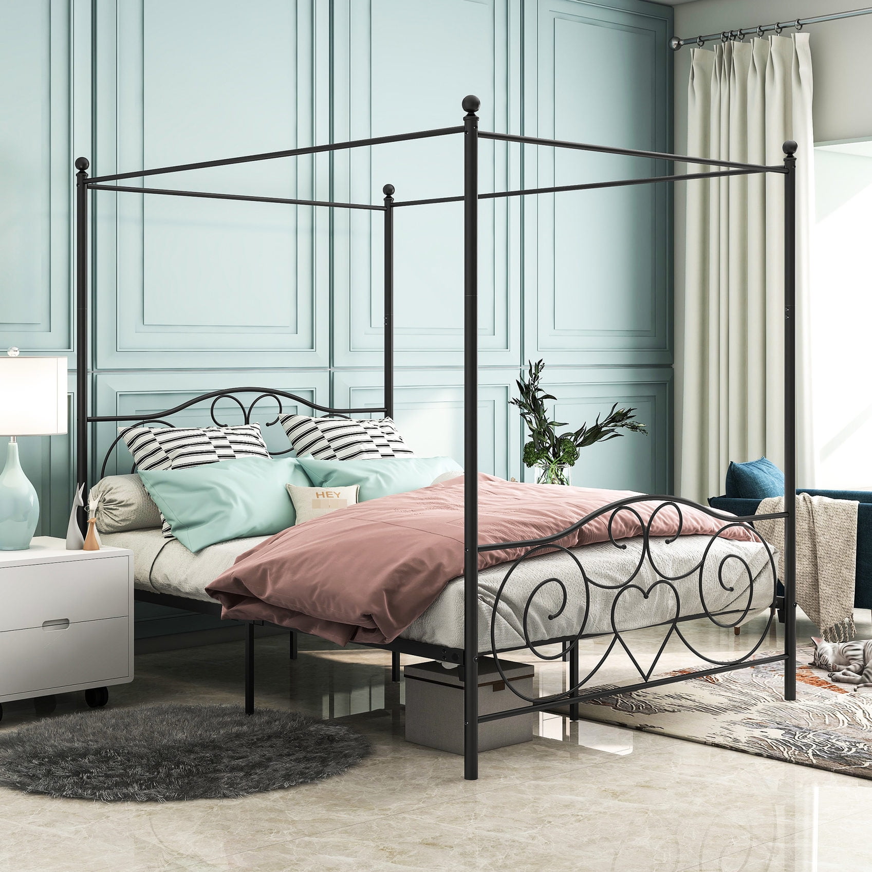 Strong Queen Metal Bed Frame, 450lbs Capacity / Creates Storage in ...