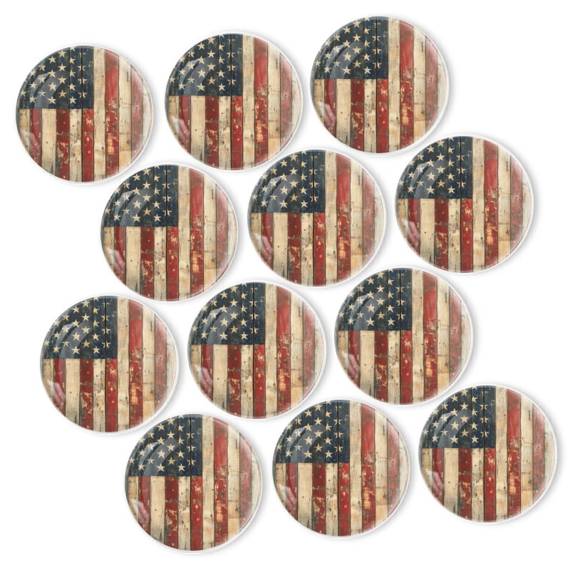 Strong Refrigerator Magnet Fridge Sticker, American Flag On Wood 12Pcs ...