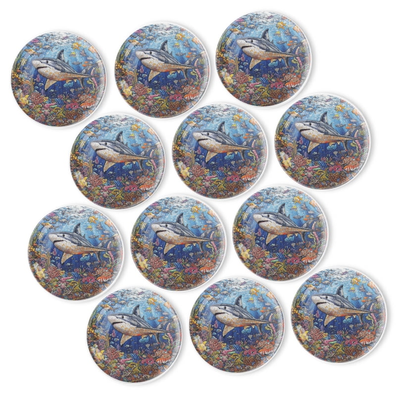 Strong Refrigerator Magnet Fridge Sticker, Big Shark Surrounded By ...