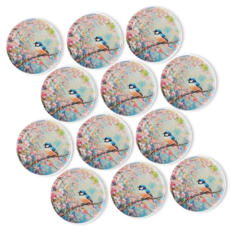 Strong Refrigerator Magnet Fridge Sticker, Blossoming Cherry And Birdie ...