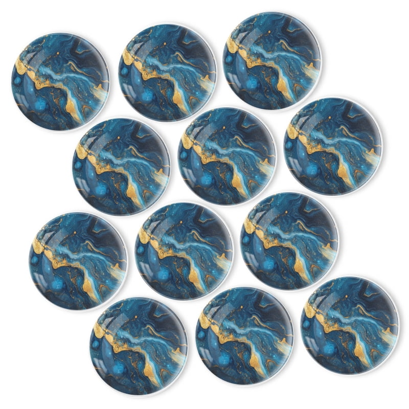 Strong Refrigerator Magnet Fridge Sticker, Blue And Gold Marble Grain ...