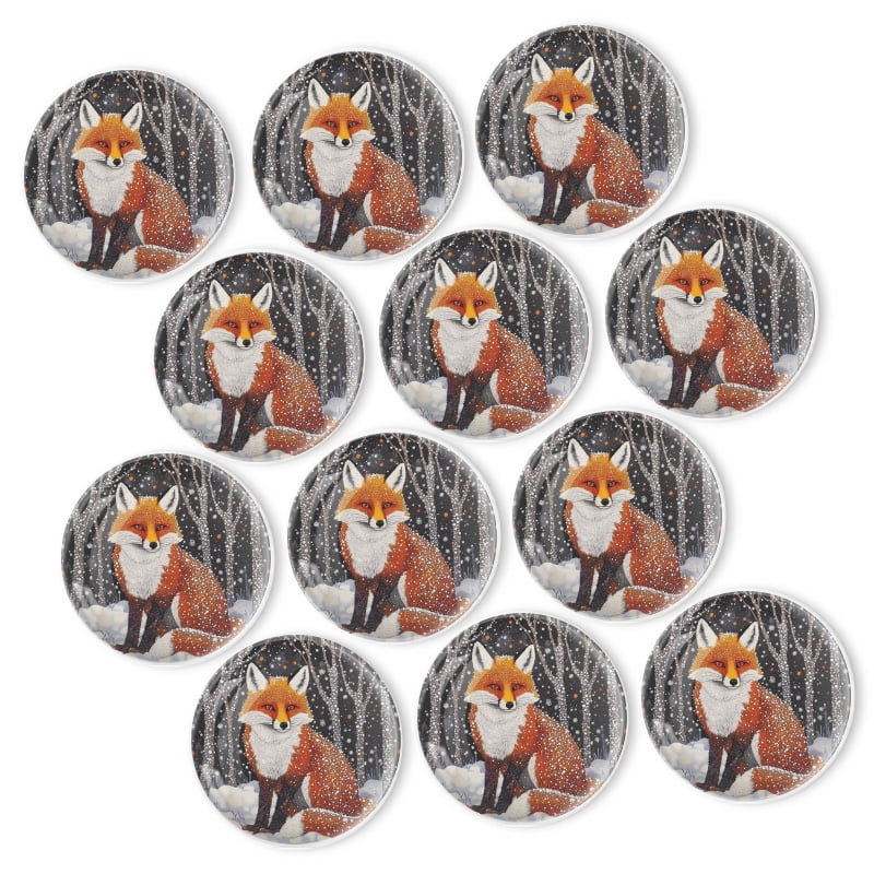 Strong Refrigerator Magnet Fridge Sticker, Brightly Coloured Fox Sits ...